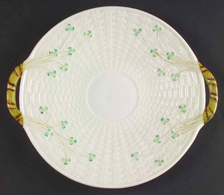 Irish Belleek China Shamrock Two Handled Cake Plate, 3rd Mark ...